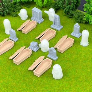 18 Pc HO Scale 3D Model - Scenery 6 Ghosts, 6 Coffins and 6 Headstones ...