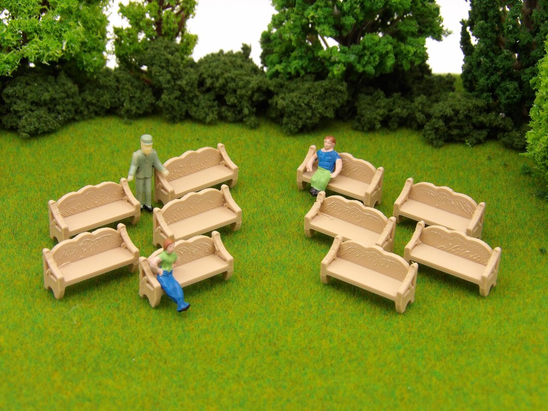 Ten 10 HO Scale Wooden Benches 3D Printed Railroad Train Layout Scenery ...