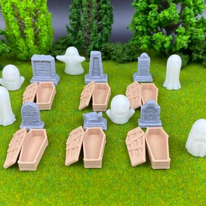 18 Pc HO Scale 3D Model - Scenery 6 Ghosts, 6 Coffins and 6 Headstones ...