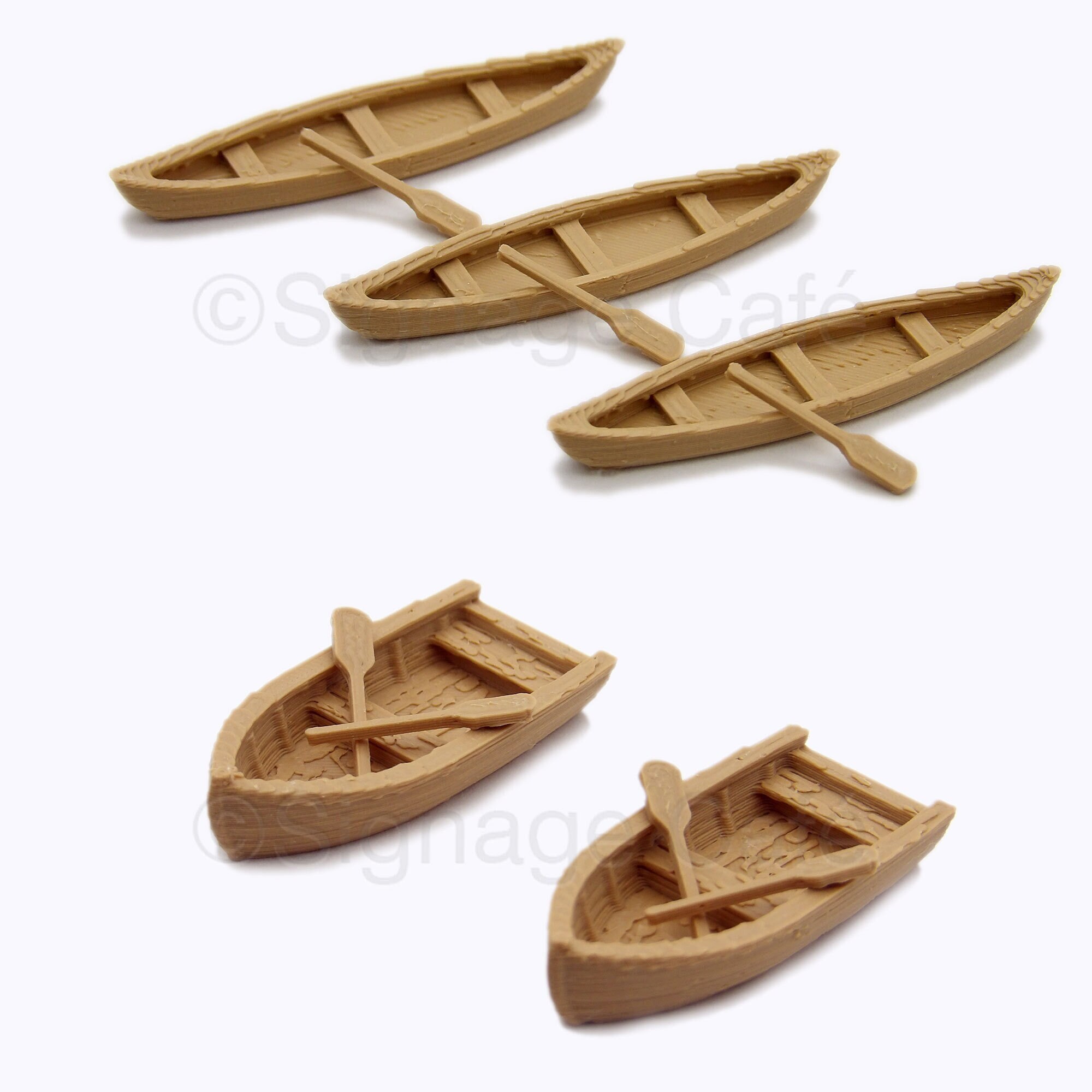 5 Pack HO Scale Canoes and Rowboats With Paddles 3 Canoes - Etsy
