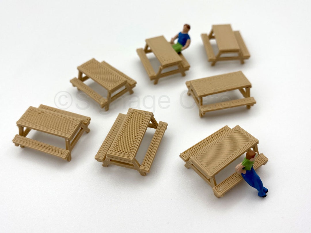SIX (6) - HO Scale Picnic Tables - 3D Printed Railroad Train Layout ...