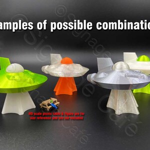 UFO Alien Spaceship - HO Scale, 3D Printed Area 51 Rocket Flying Saucer ...