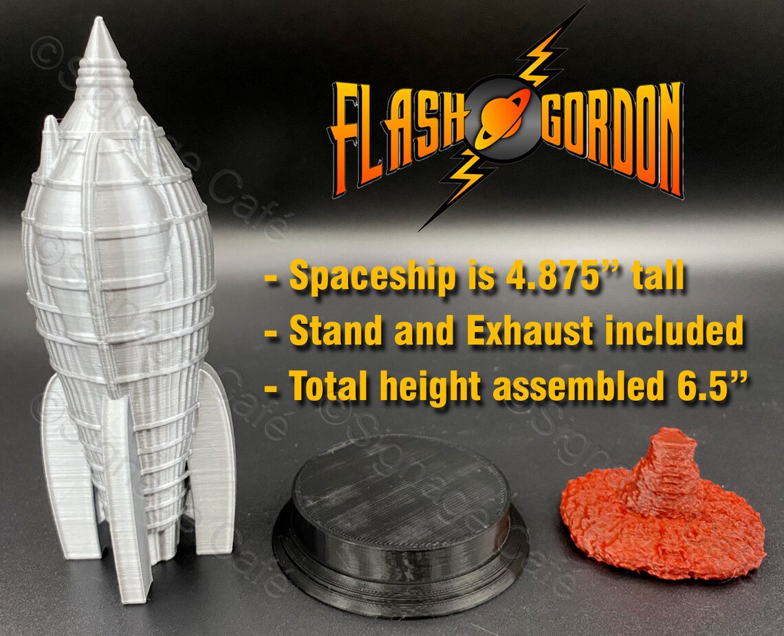6.5 Tall Flash Gordon 3D Printed Spaceship Display With - Etsy