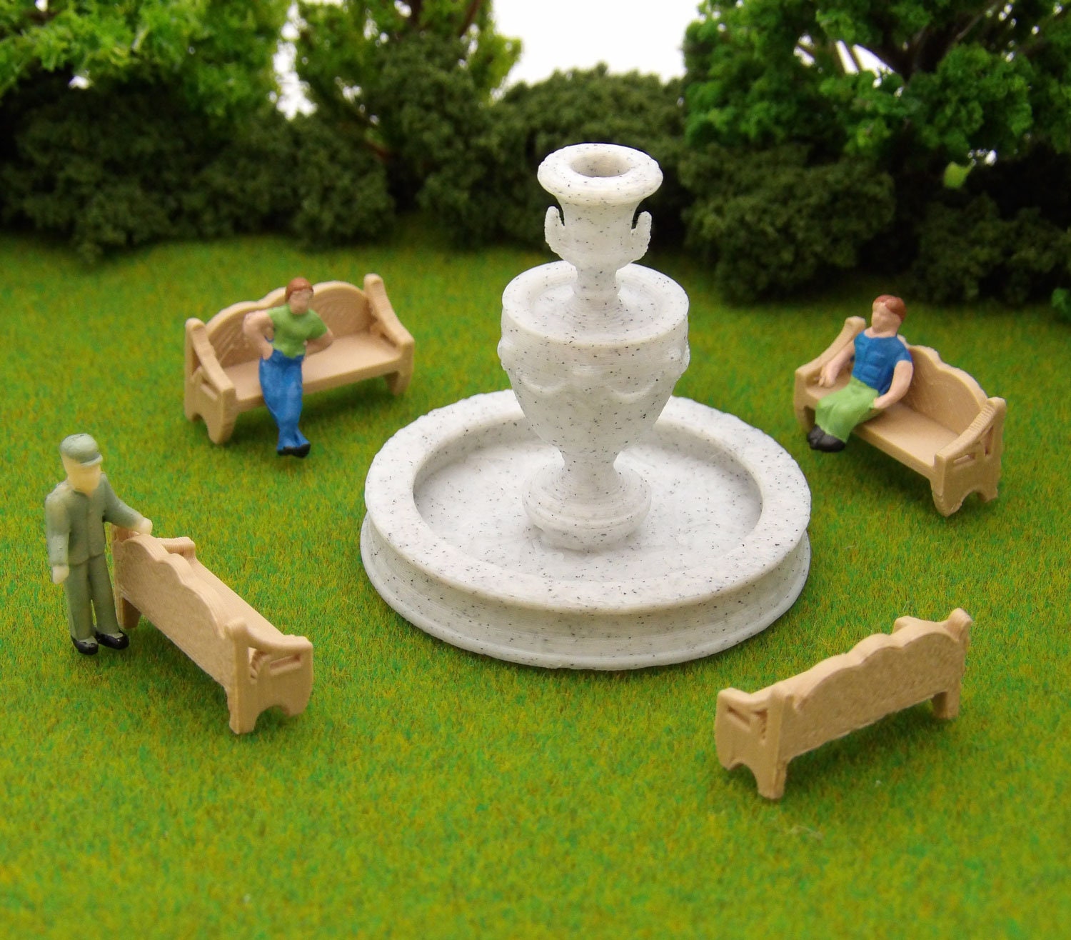 5 Pc Roman Fountain Set HO Scale Marble Fountain With 4 - Etsy