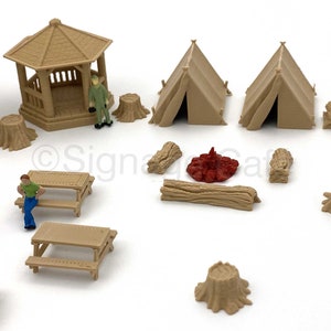 30 Piece HO Scale Camping Set Log Cabin Gazebo Outhouse & - Etsy