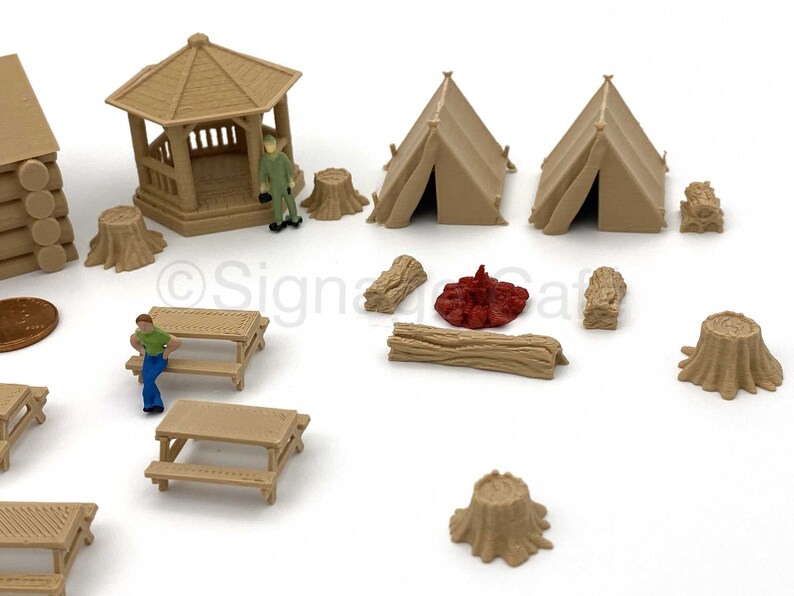 30 Piece HO Scale Camping Set Log Cabin Gazebo Outhouse & - Etsy