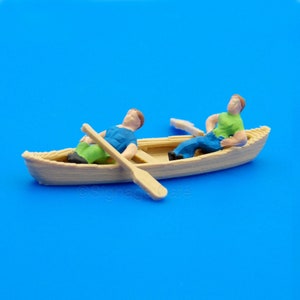 HO Scale Two Rowboats and Two Canoes With Paddles, PLUS Three Dock ...