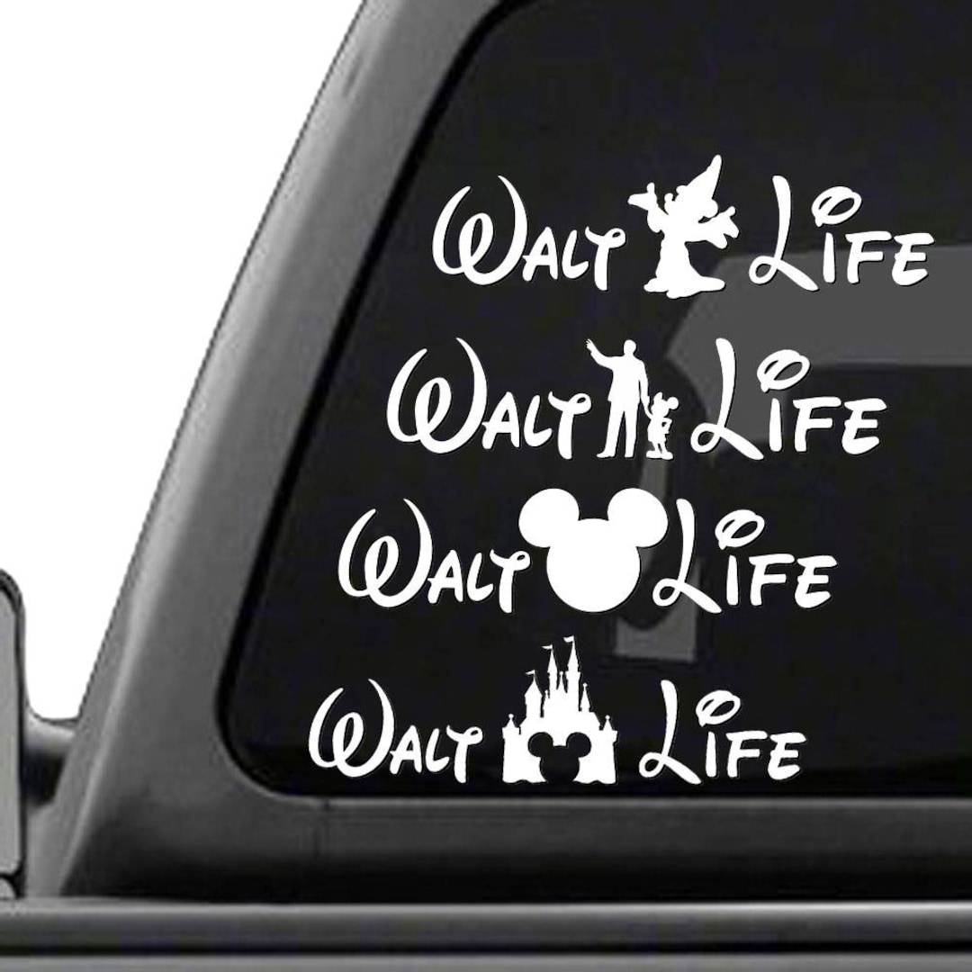 Walt Life - Disney Four Pack of Vinyl Decals. 7" White Vinyl Car Truck ...