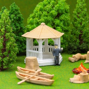 30 Piece HO Scale Camping Set Log Cabin, Gazebo, Outhouse & MORE ...