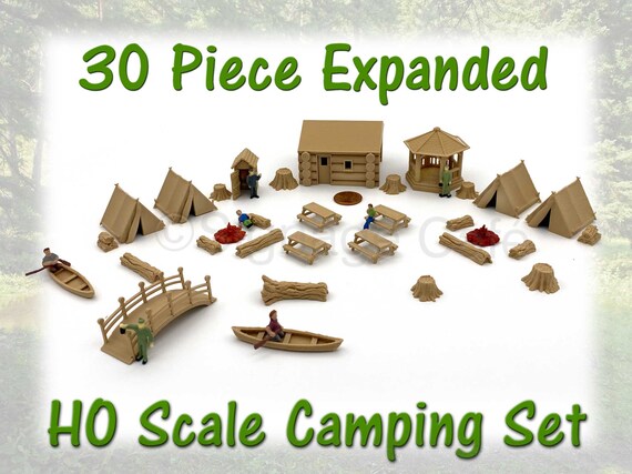 30 Piece HO Scale Camping Set Log Cabin Gazebo Outhouse & - Etsy