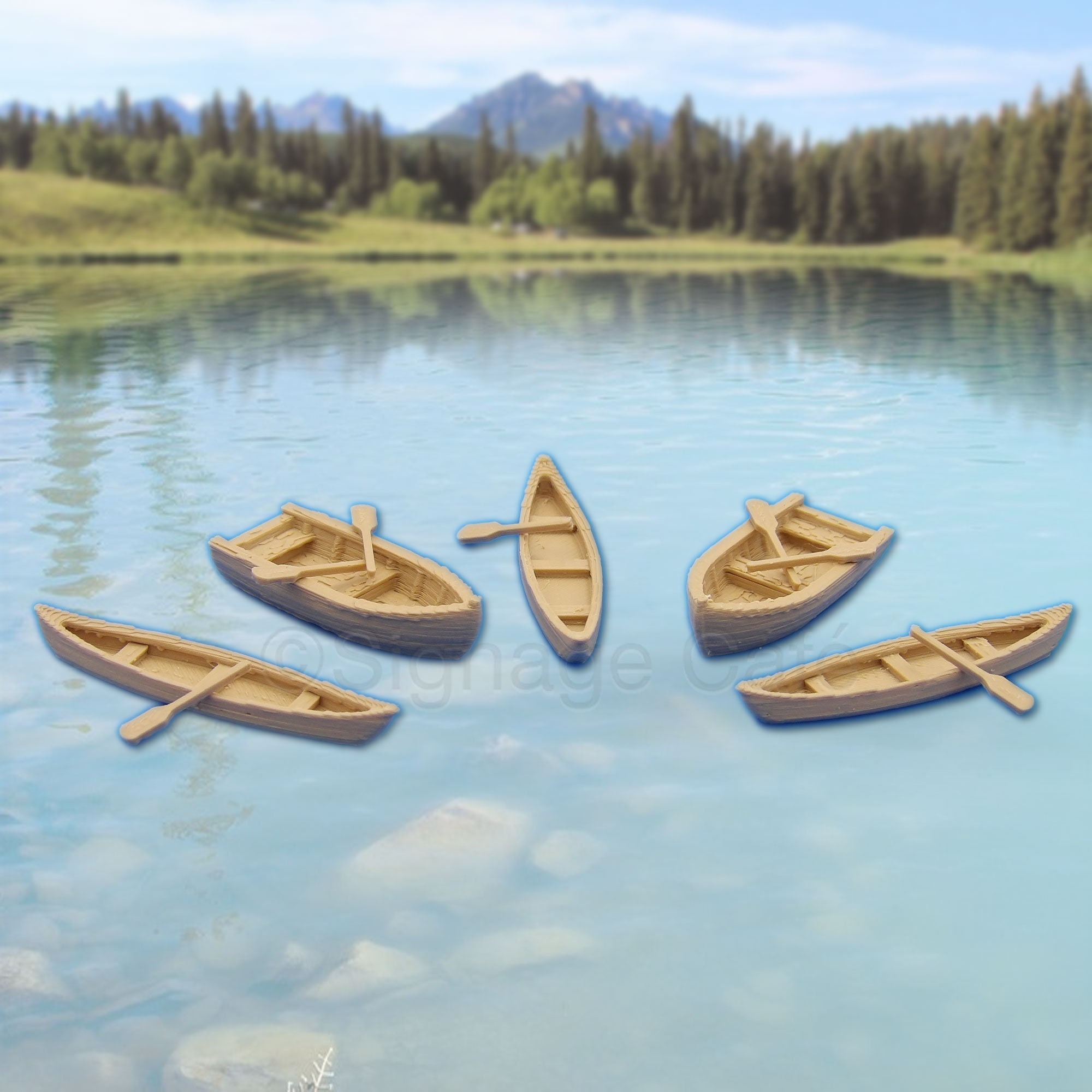 5 Pack HO Scale Canoes and Rowboats With Paddles 3 Canoes - Etsy