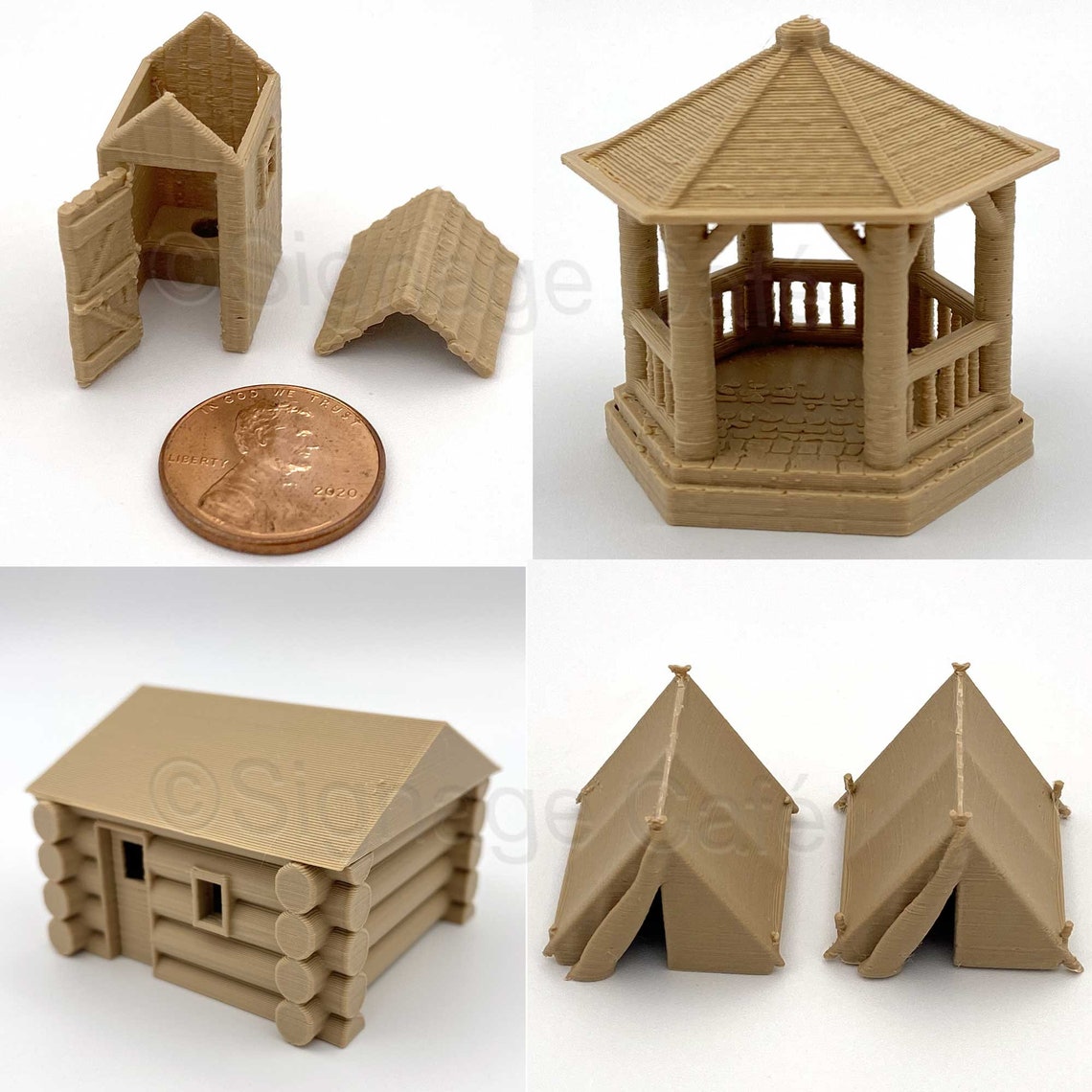 30 Piece HO Scale Camping Set Log Cabin Gazebo Outhouse & - Etsy