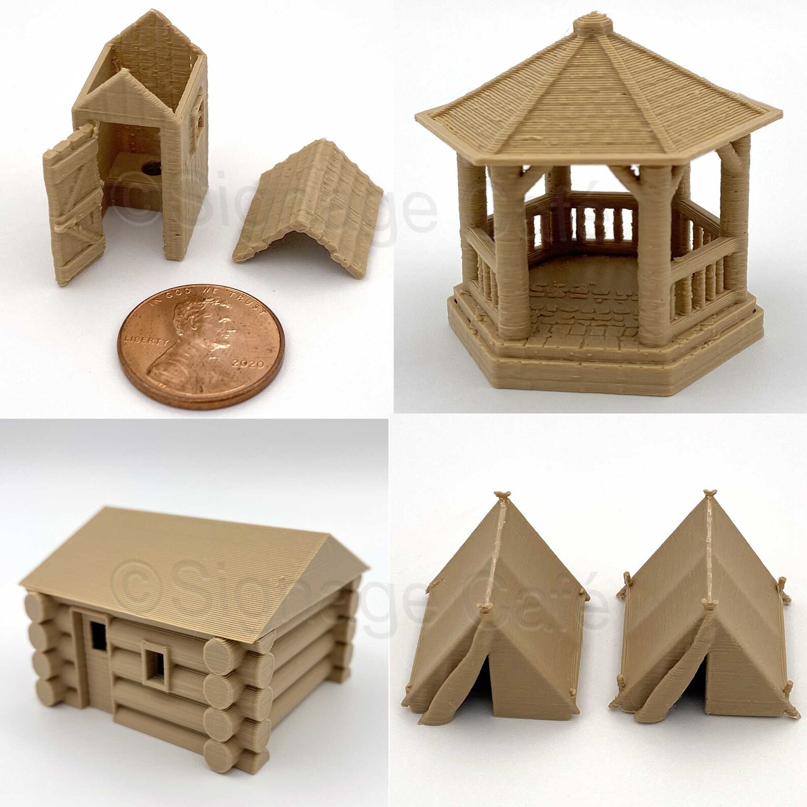 30 Piece HO Scale Camping Set Log Cabin Gazebo Outhouse & - Etsy