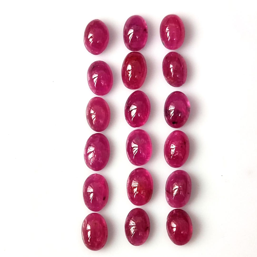 18 Blood Red Ruby Cabochons, Natural Untreated Gemstones (6X4 Mm) - Etsy