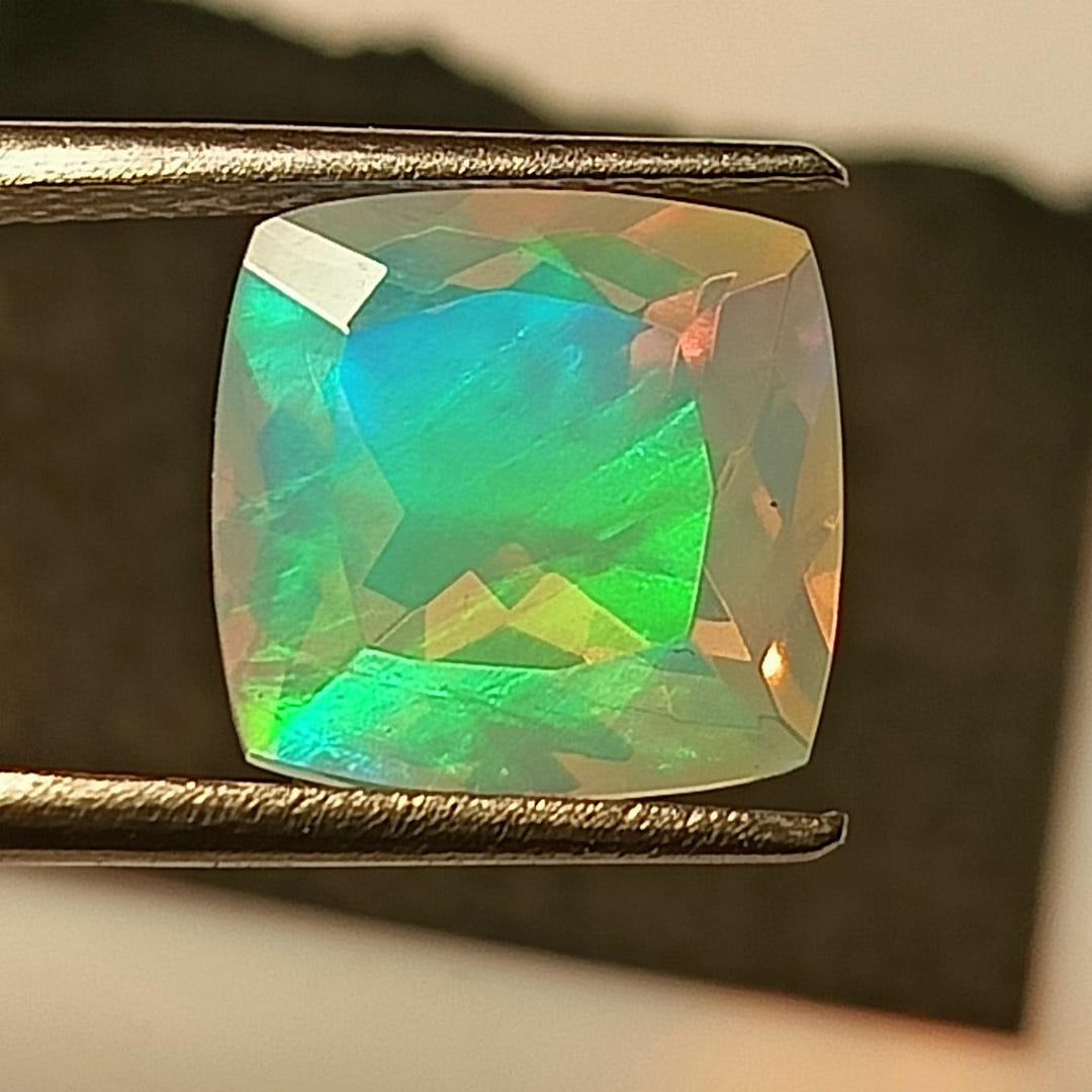Ethiopian Opal Cushion Shape Faceted Cut Opal Natural Untreated Green ...