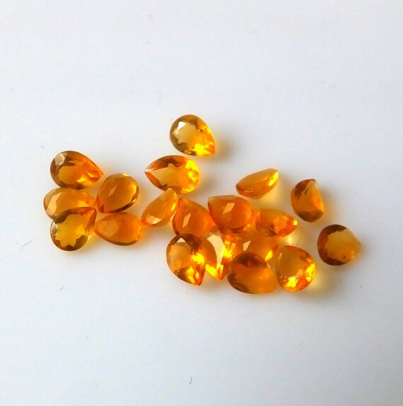20 Pieces 3X4 MM Pear Shape Natural Faceted Mexican Fire Opal | Etsy
