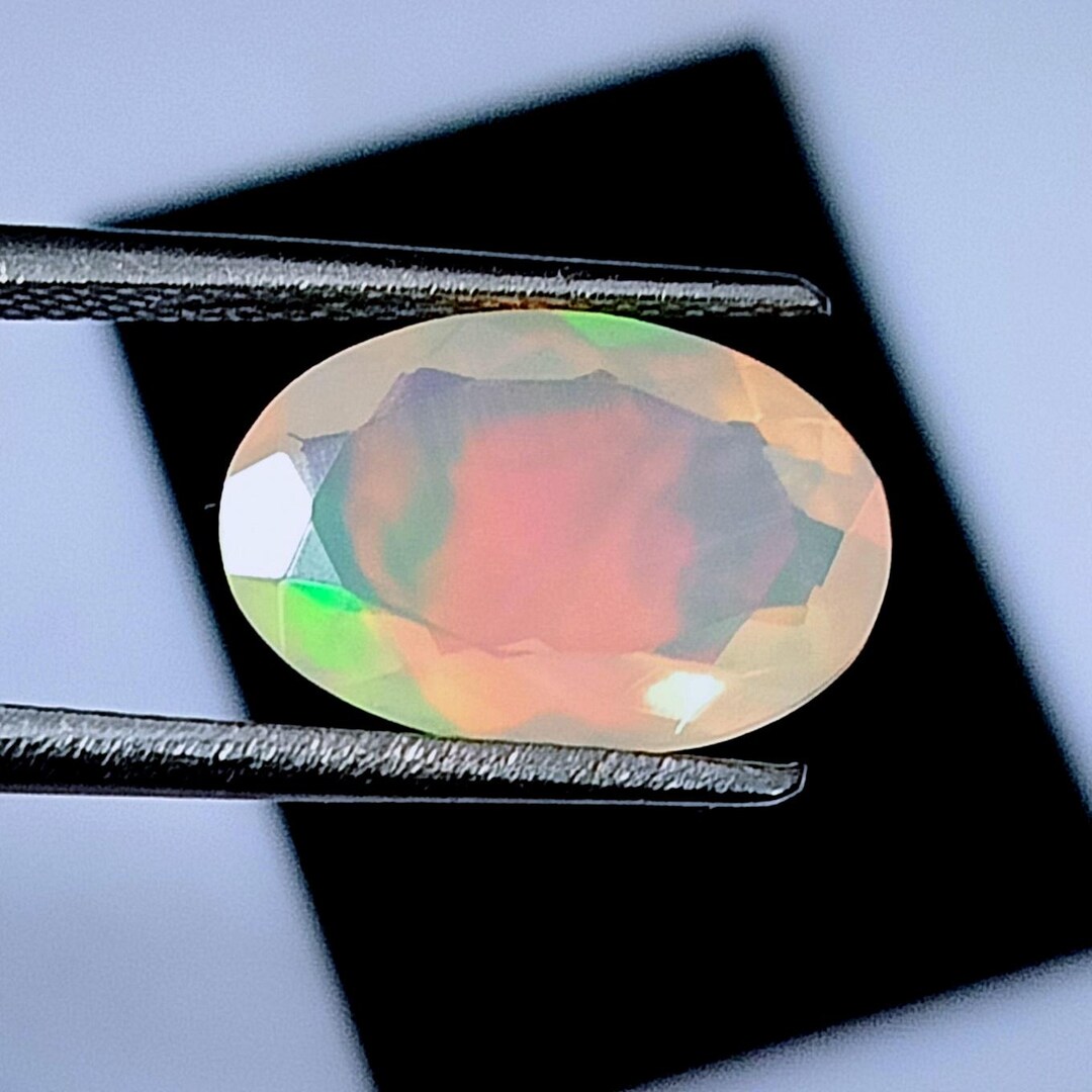 Ethiopian Welo Opal 1.95 Carat Oval Shape Multi Fire Faceted Cut Opal ...