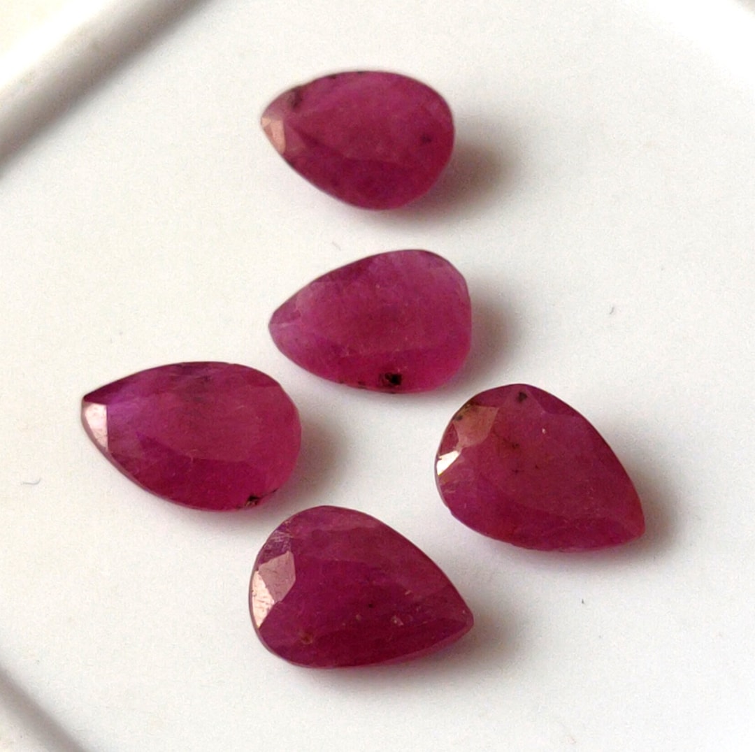 5 Pieces 5X7 MM Pear Shape Natural Unheated Faceted Ruby Calibrated ...