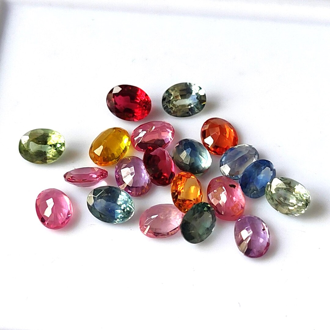 20 Piece Faceted Multi Sapphire Gemstone: Natural Oval (3X4 MM) - Etsy