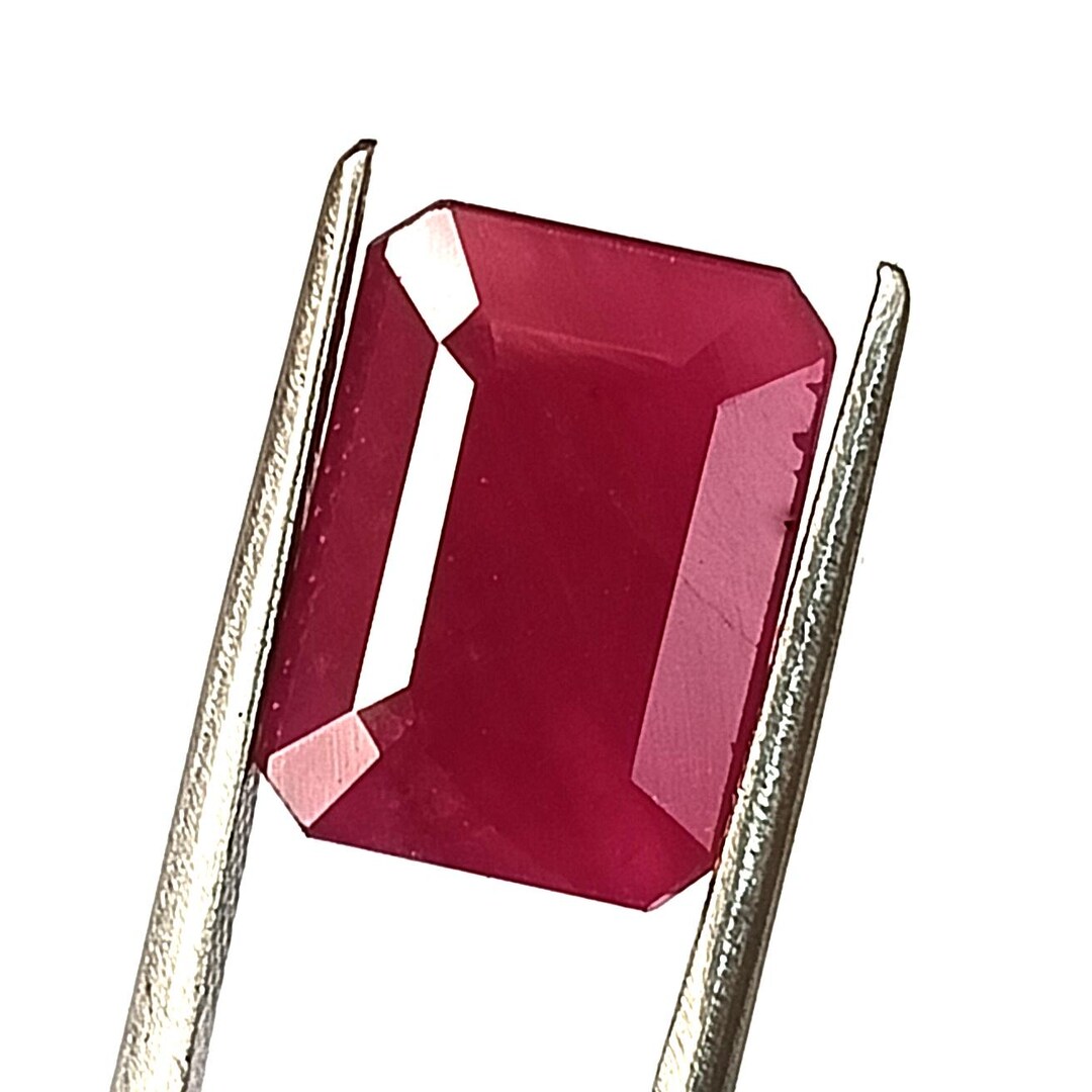 Emerald Cut African Ruby Gemstone: 7.25 Carat Natural Faceted Untreated ...