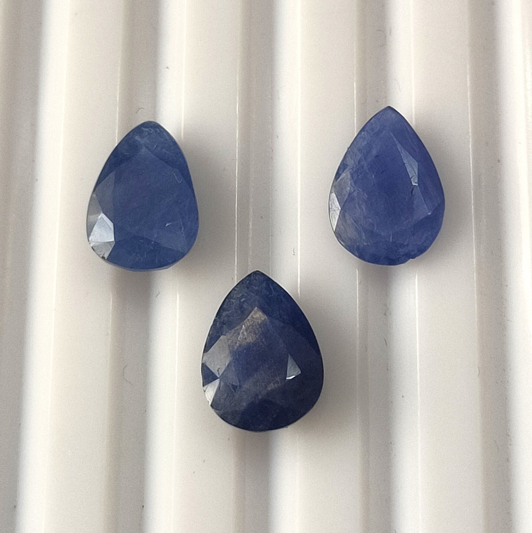3 Pieces 7X10 MM Pear Shape Natural Unheated Faceted Burmese Blue ...