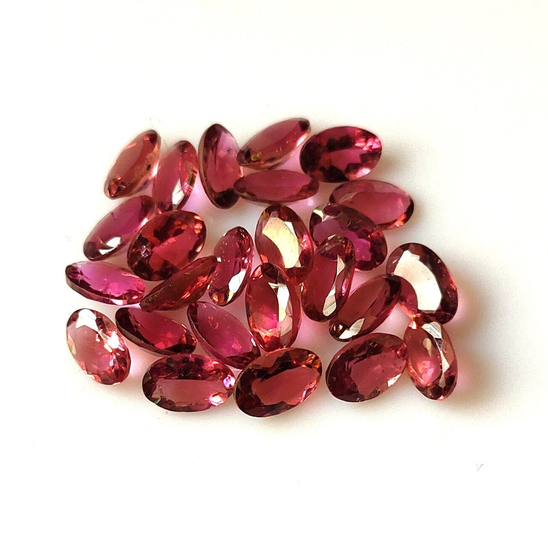 25 Piece 6X4 MM Oval Shape Natural Faceted Pink Color Tourmaline Loose ...