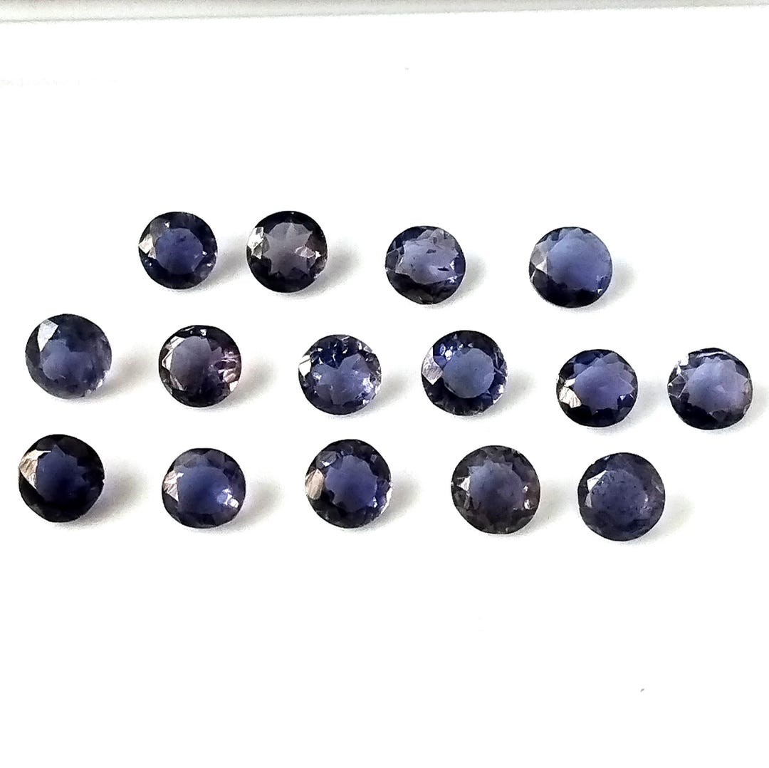 15 Piece Iolite Gemstone 4X4 Mm Round Cut Faceted Natural Untreated ...