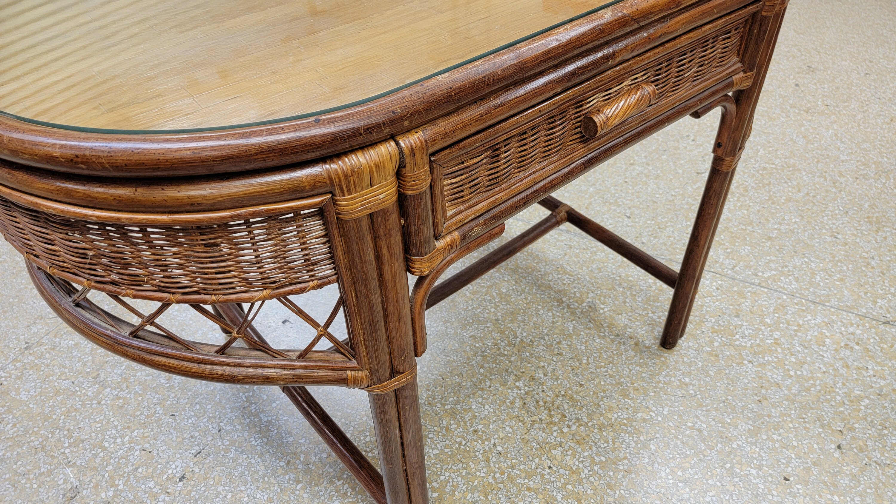 Bamboo Rattan Wood Desk - Etsy