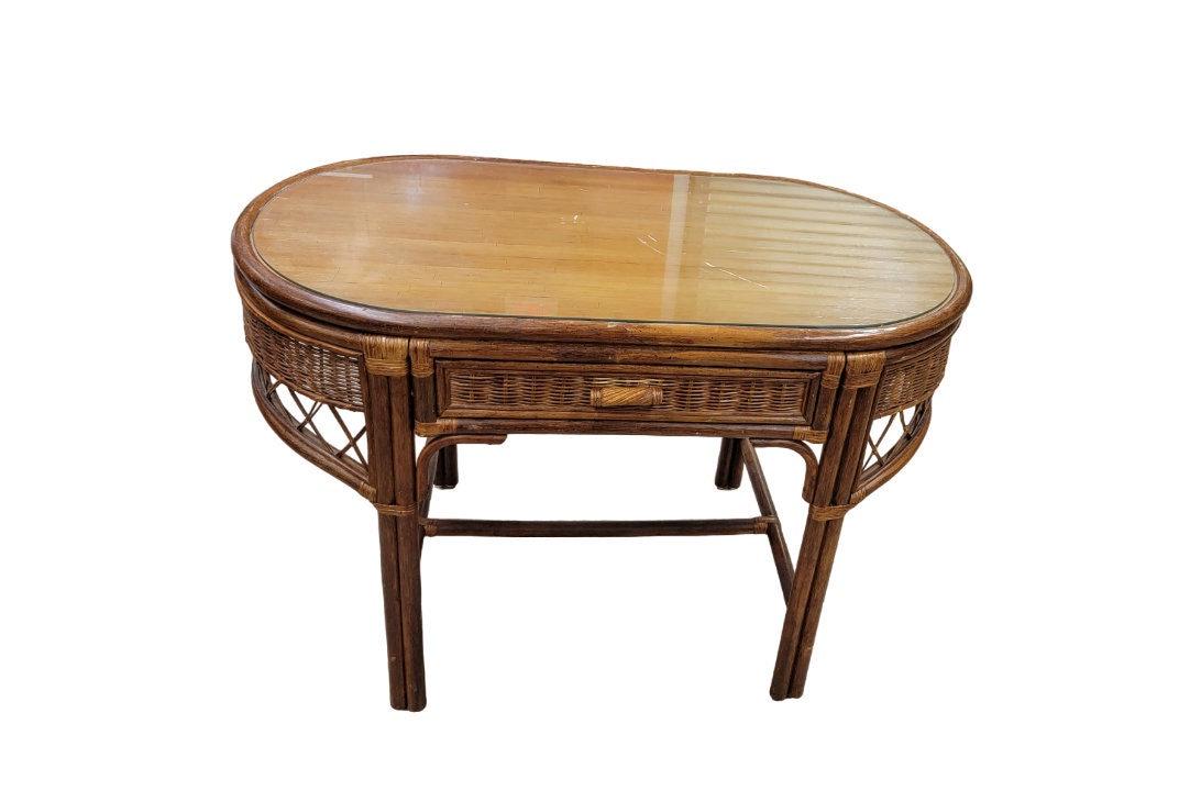 Bamboo Rattan Wood Desk - Etsy