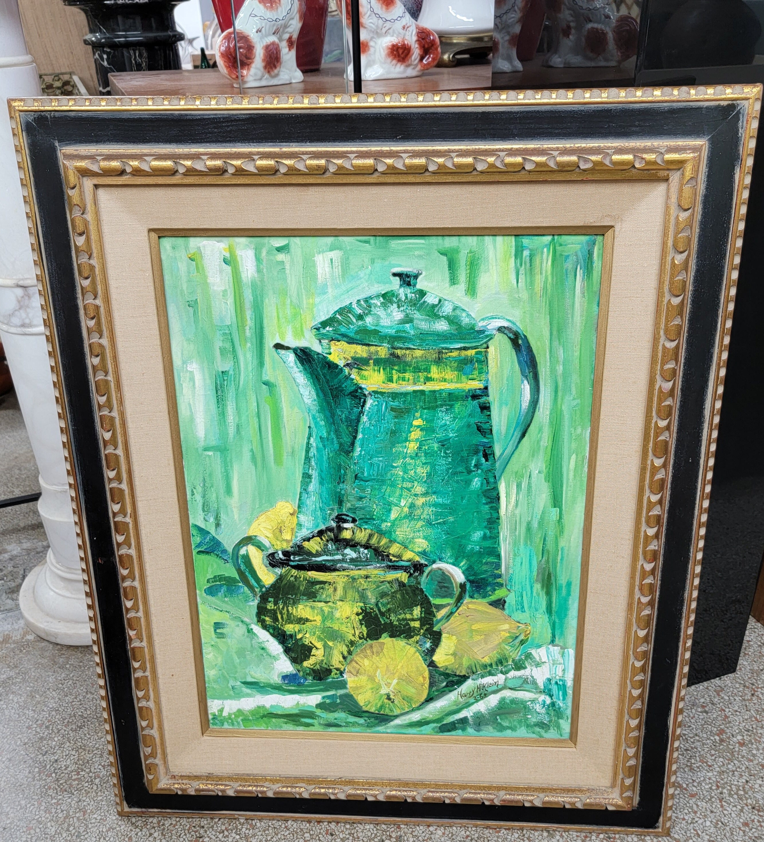 Mid Century Lime Green Still Life Painting - Etsy