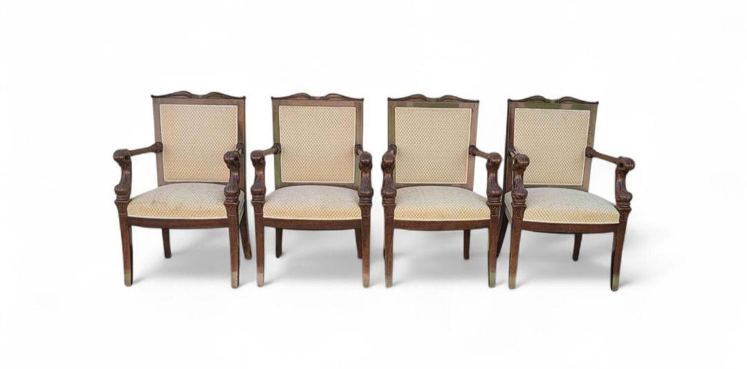 4 Empire Mahogany Dolphin Arm Chairs - Etsy