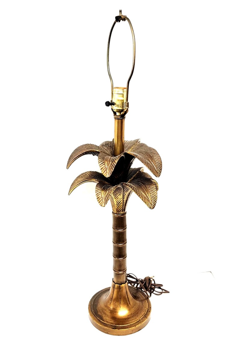 Vintage Brass Palm Tree Table Lamp - Etsy
