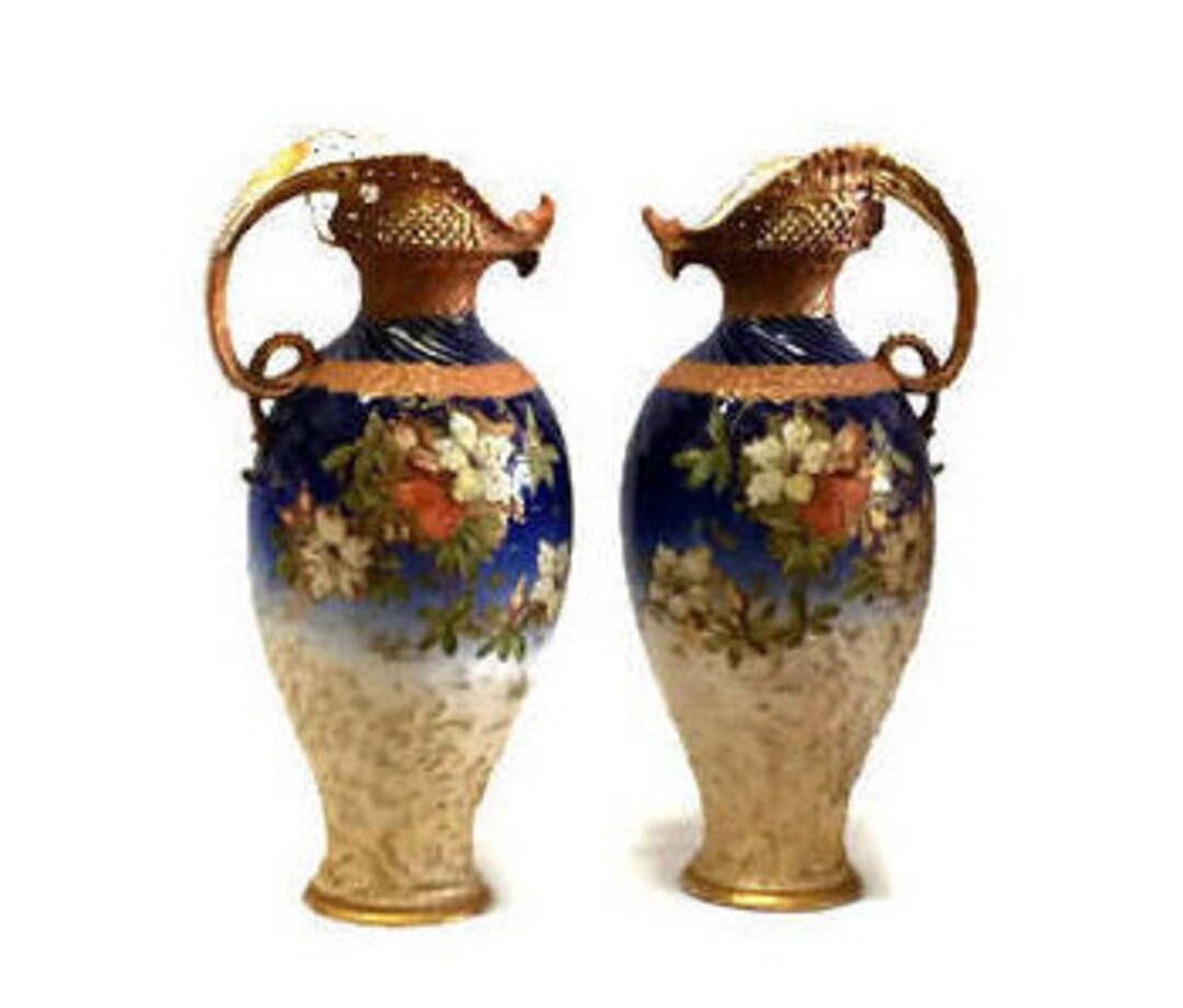 Pair Art Nouveau Teplitz Austria Ewer Vases - Etsy