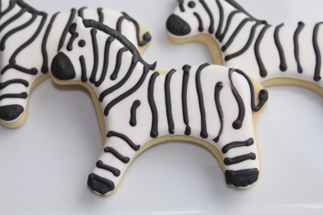 ZEBRA Decorated Cookies Animal Themed Birthday Cookies Decorated ...