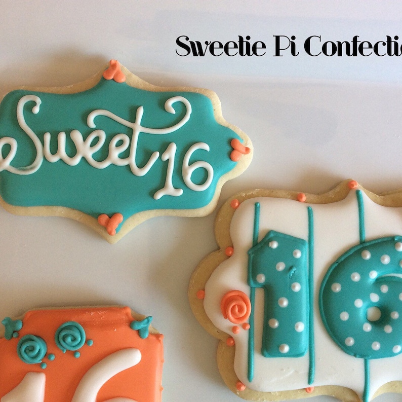 Sweet 16 Decorated Sugar Cookies: Birthday Party Favors - Etsy