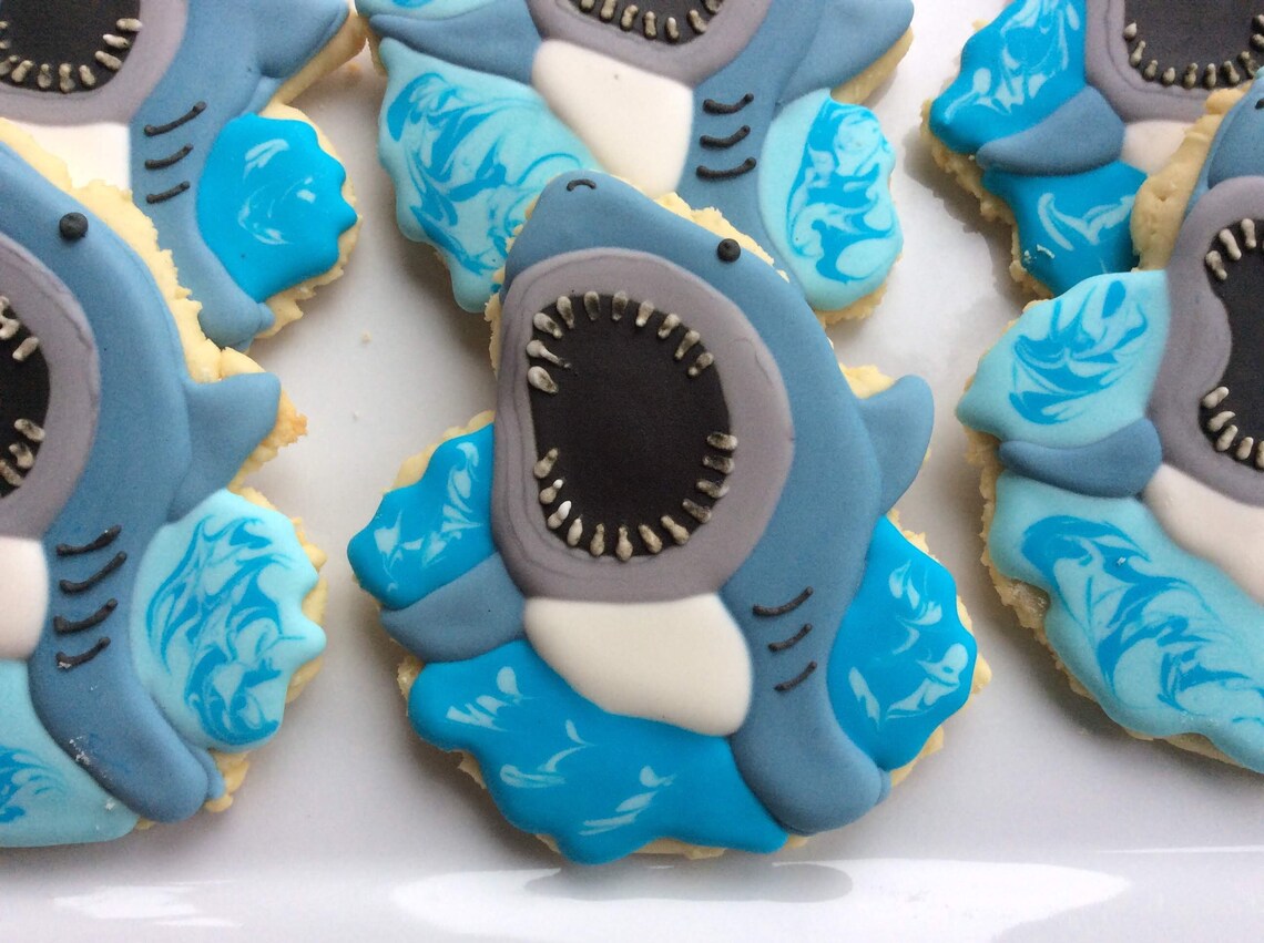 SHARK Decorated Cookies Shark Week Birthday Party Cookies | Etsy