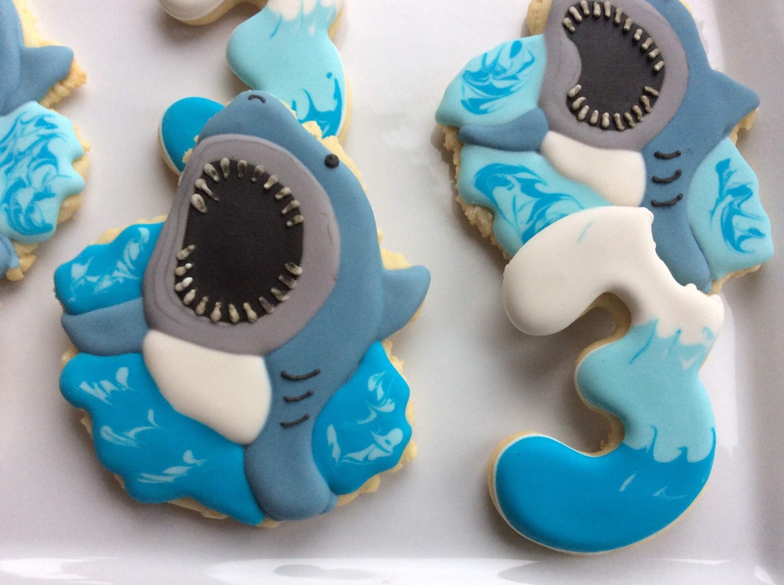 SHARK Decorated Cookies Shark Week Birthday Party Cookies | Etsy