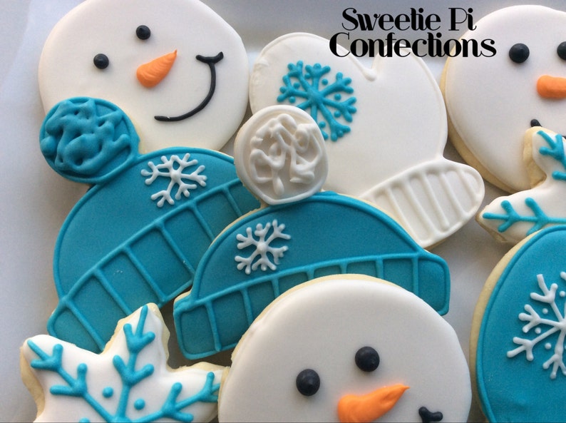 Winter Decorated Cookies: Snowflakes, Snowman, Mittens - Etsy