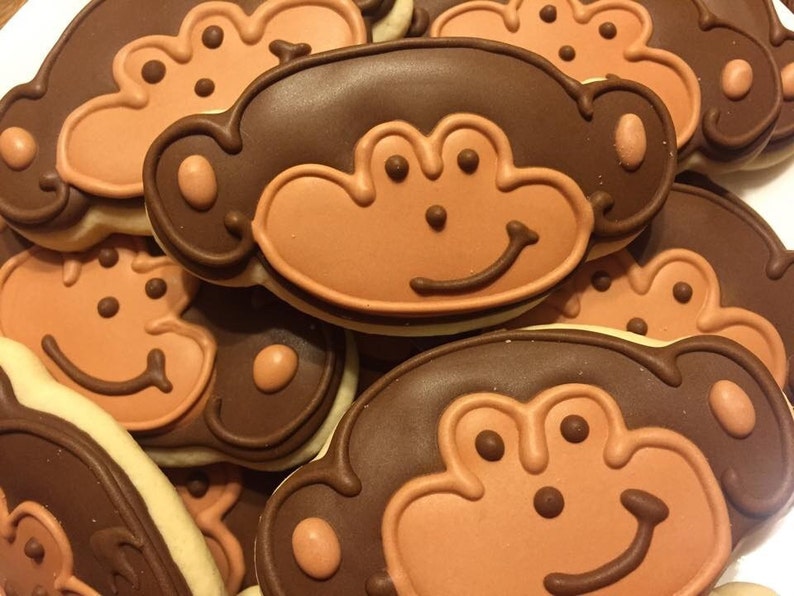 MONKEY Sugar Cookies 1 Dozen Baby Shower Birthday Party | Etsy