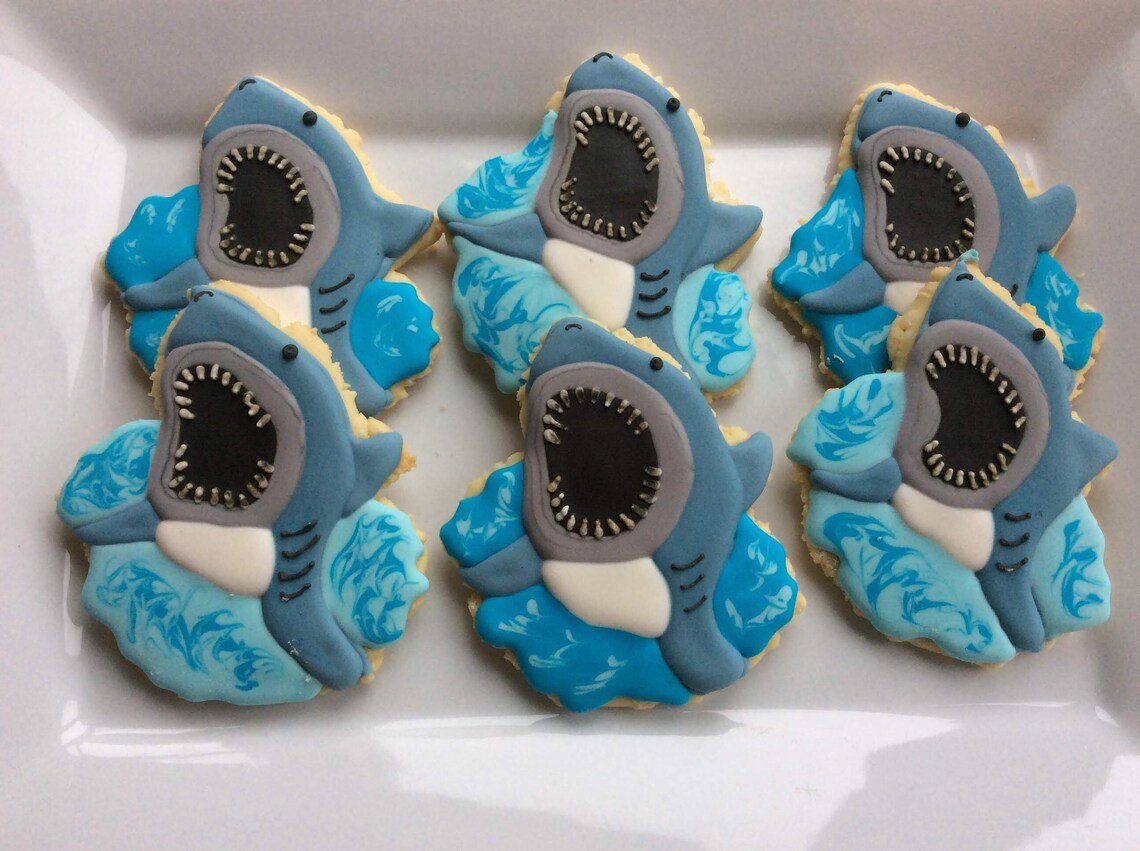 SHARK Decorated Cookies Shark Week Birthday Party Cookies | Etsy