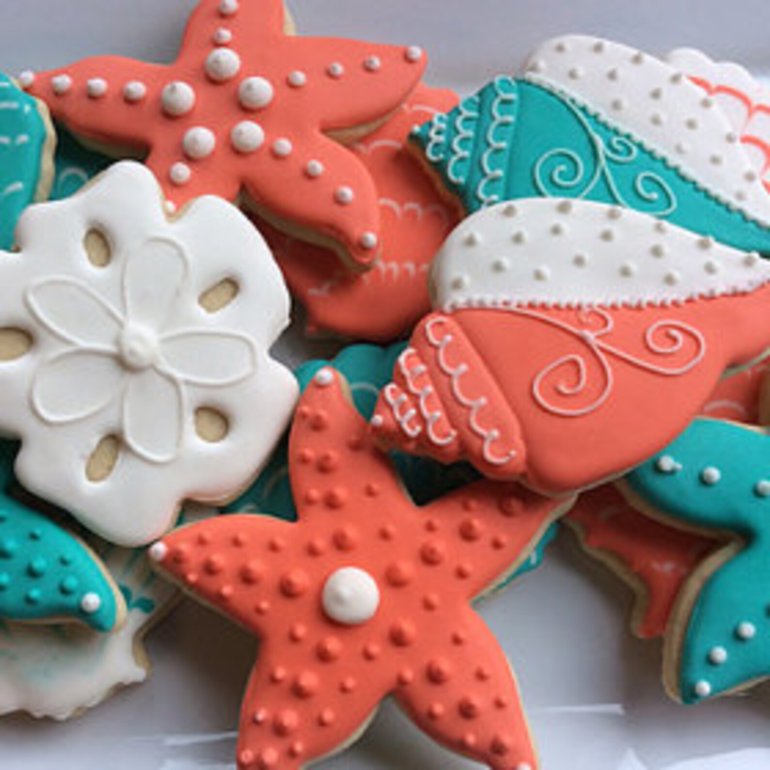 BEACH Wedding Cookies / Starfish / Conch Shell / Sanddollar / | Etsy
