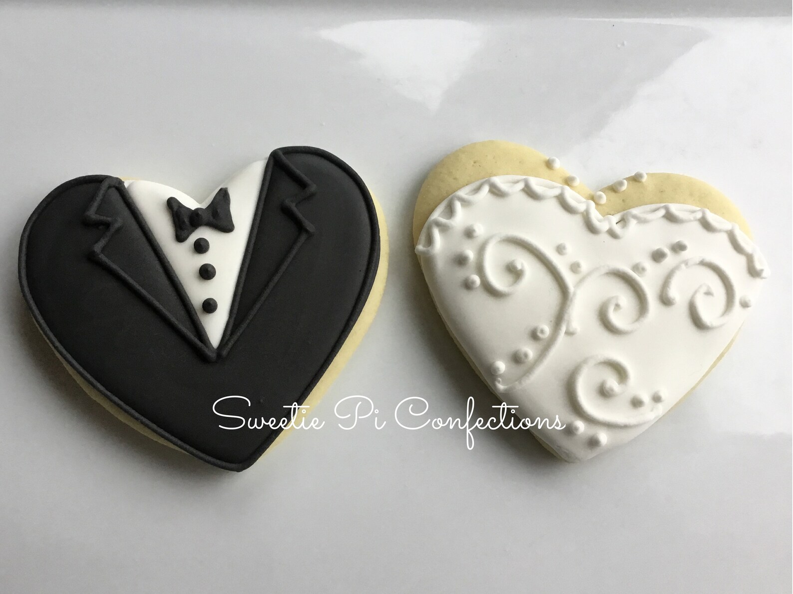 Wedding Cookies Bride and Groom Heart Shaped Wedding Favors Bridal ...