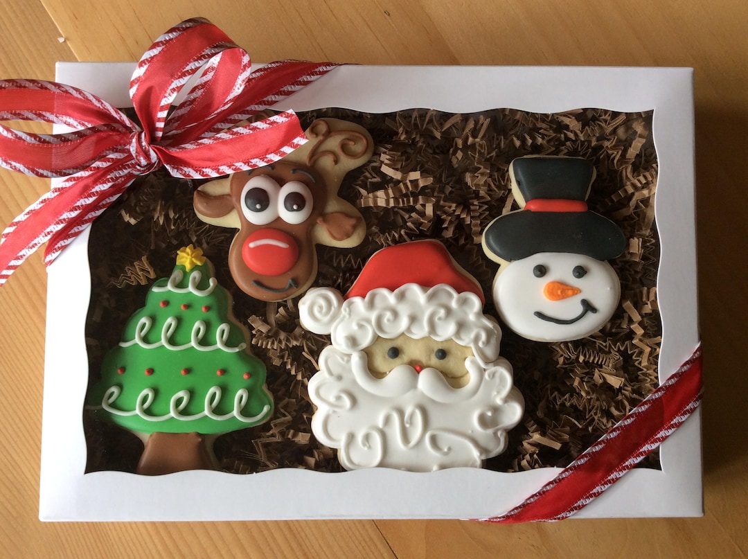 Gift Box of Christmas Decorated Cookies Mailman Gift Teacher Gift ...