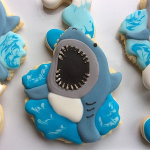 SHARK Decorated Cookies Shark Week Birthday Party Cookies Shark Party ...