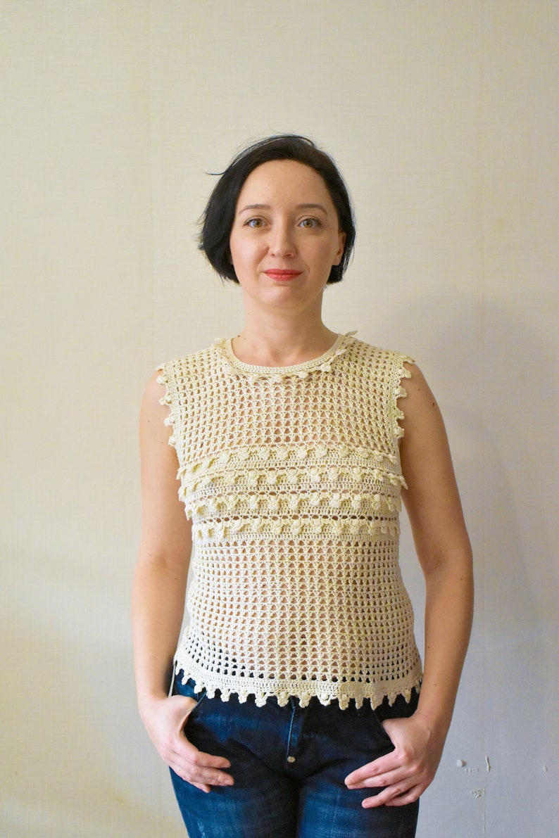 Crochet Pattern Venezia. Ruffled Women Sleeveless Crochet Top Pattern ...