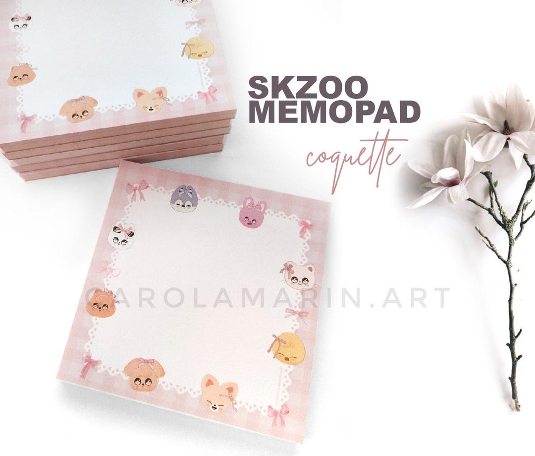 Stray Kids SKZOO Coquette Notepad, Kpop Memo Pad - Wolfchan, Jiniret ...