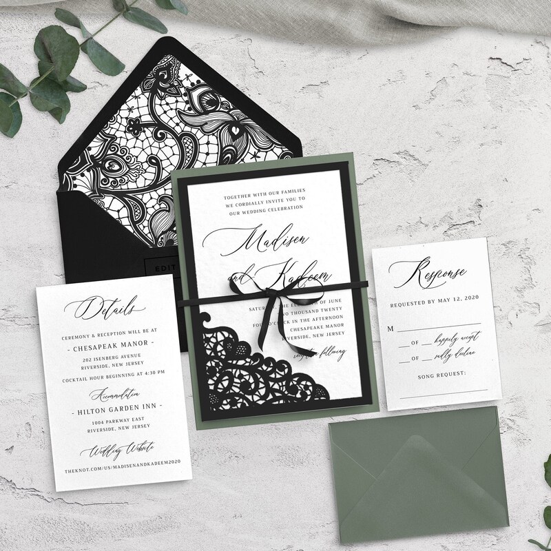 Lace Wedding Invitations - Etsy