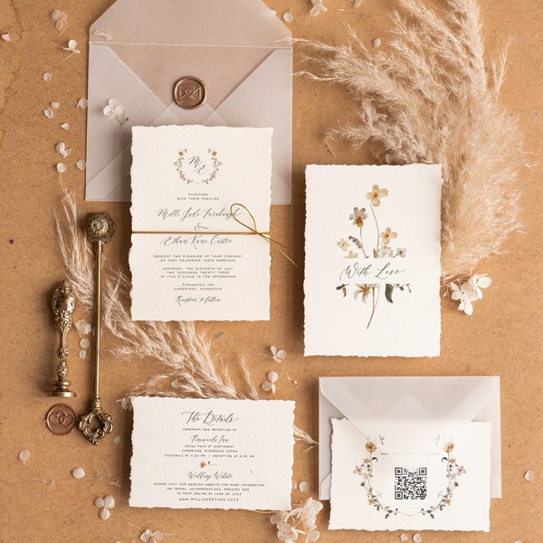 Deckled Edge Wedding Invitation - Etsy