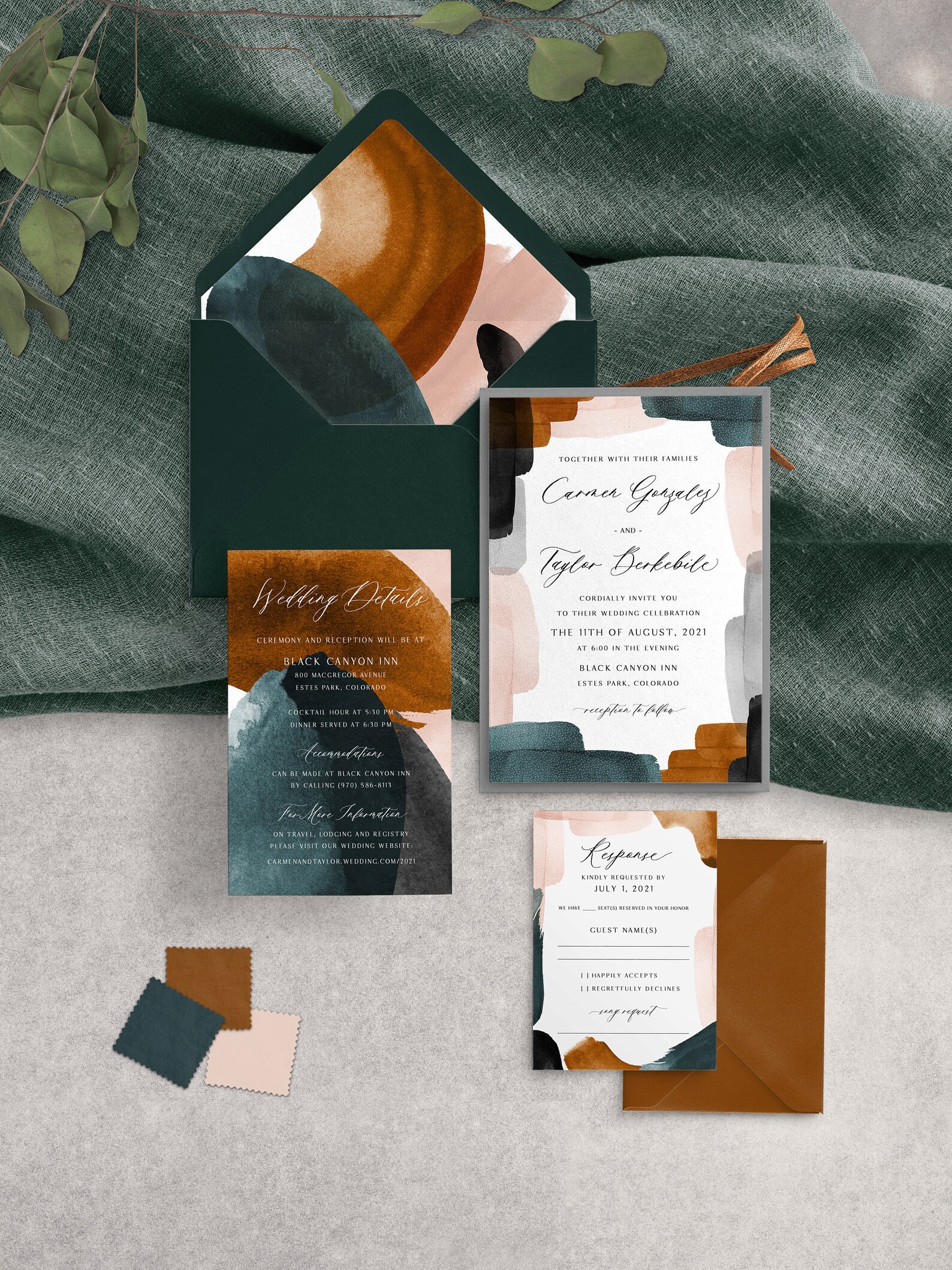 Abstract Wedding Invitation Modern Wedding Rust Wedding - Etsy