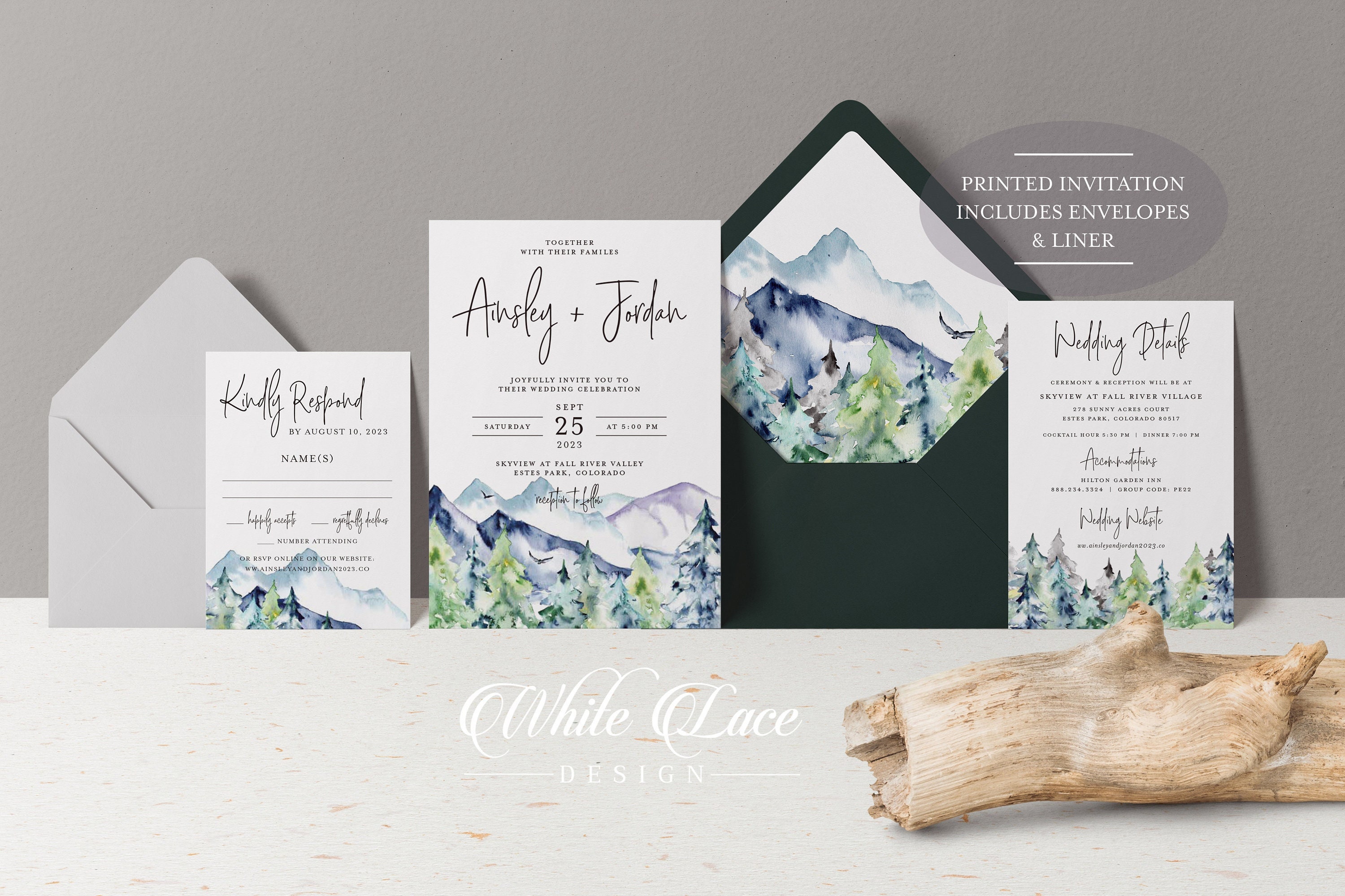 PRINTED Wedding Invitations Forest Wedding Invitation | Etsy